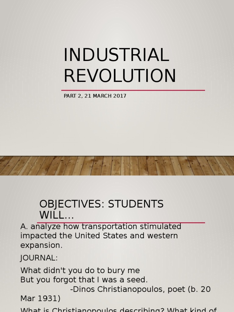 Industrial Revolution: PART 2, 21 MARCH 2017 | PDF
