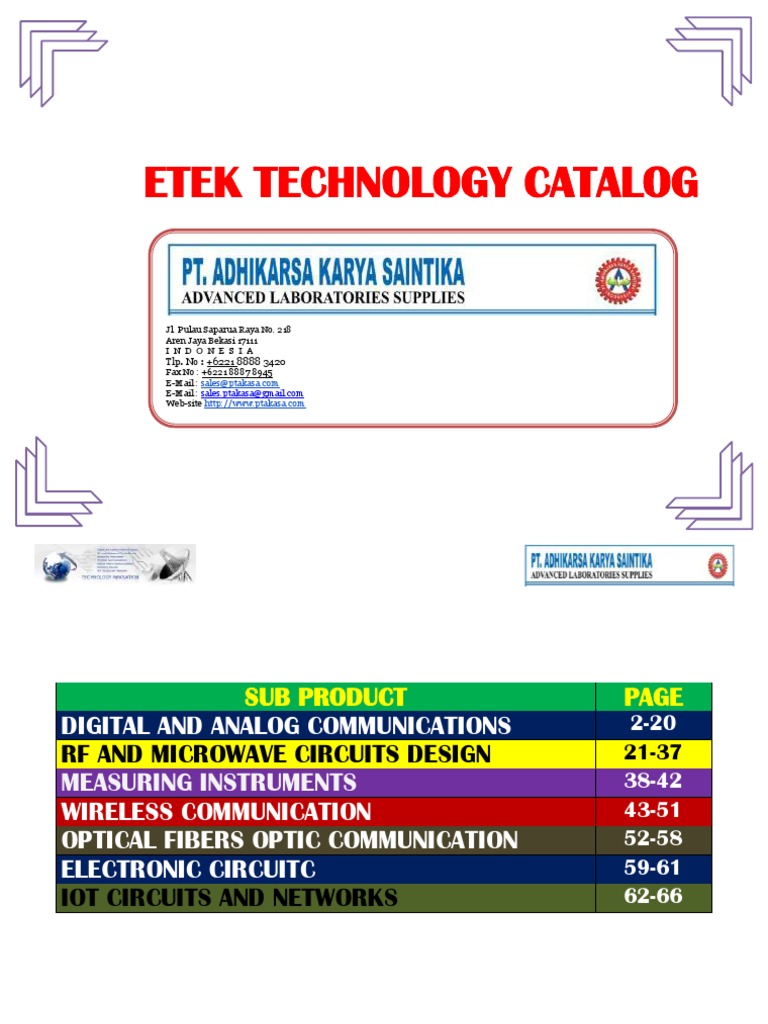ETEK Technology (Promotional Catalog) | PDF | Modulation | Bandwidth ...