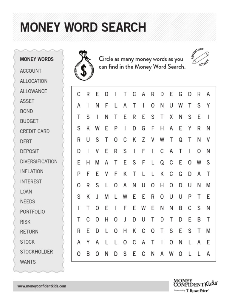 Word Search About Money