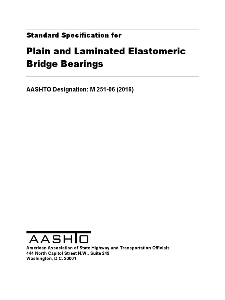 Aashto M 251 06 R2016 PDF | PDF | Bearing (Mechanical) | Specification ...