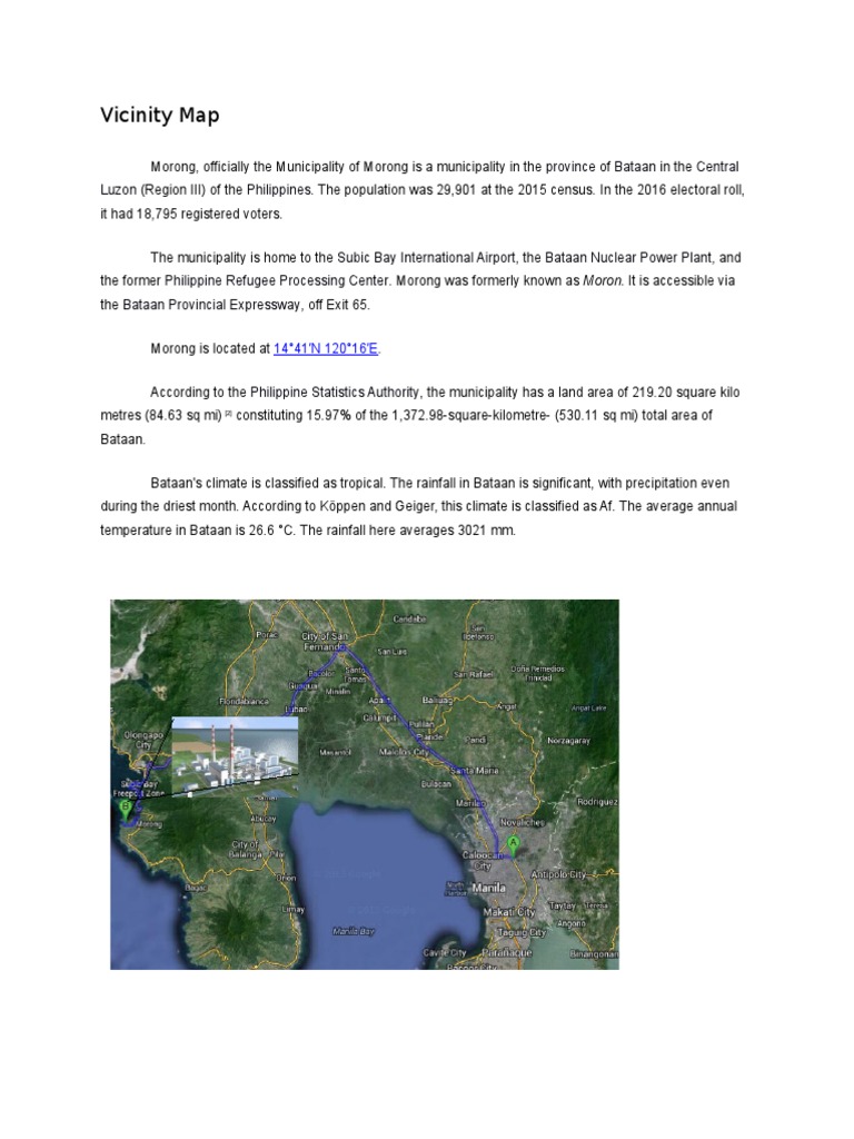 Vicinity Map: Province Bataan Central Luzon Philippines | PDF