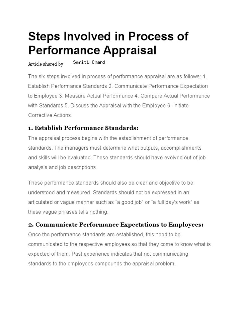 Steps in Performance Appraisal Process | PDF | Performance Appraisal ...