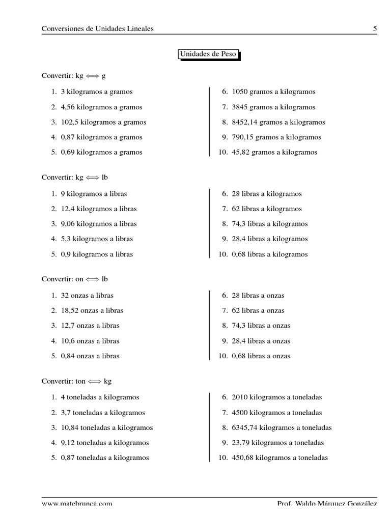 EJEMPLOS Conversion Unidades | PDF | Temperatura | Mecánica de Medios ...