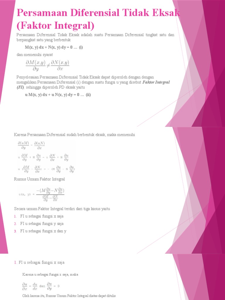 Persamaan Diferensial Tidak Eksak (Faktor Integral) | PDF