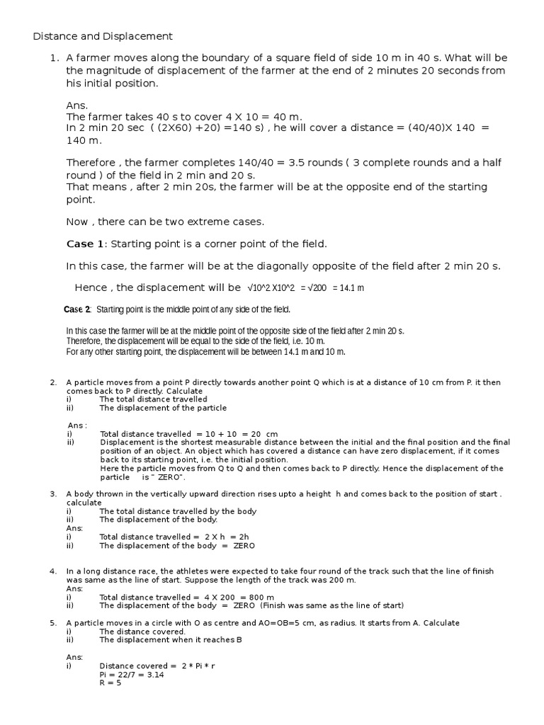Distance and Displacement | PDF | Distance | Space