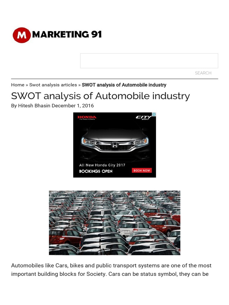 SWOT Analysis of Automobile Industry | PDF | Car | Fuel Economy In ...