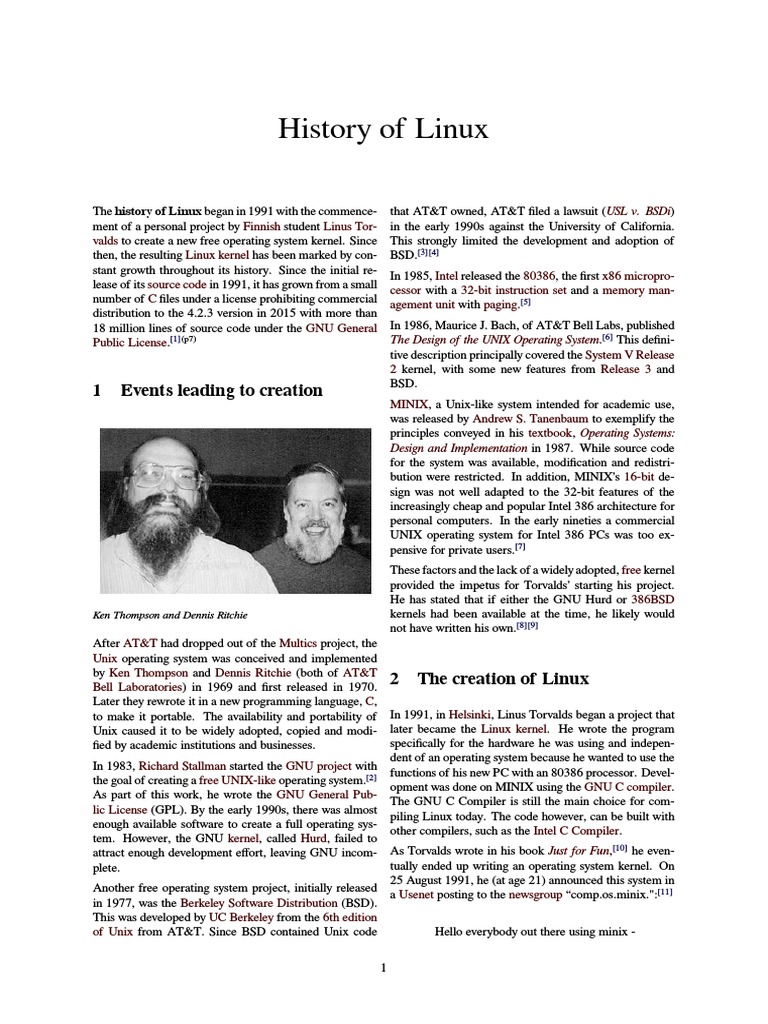 History of Linux | PDF | Linux | Operating System Families
