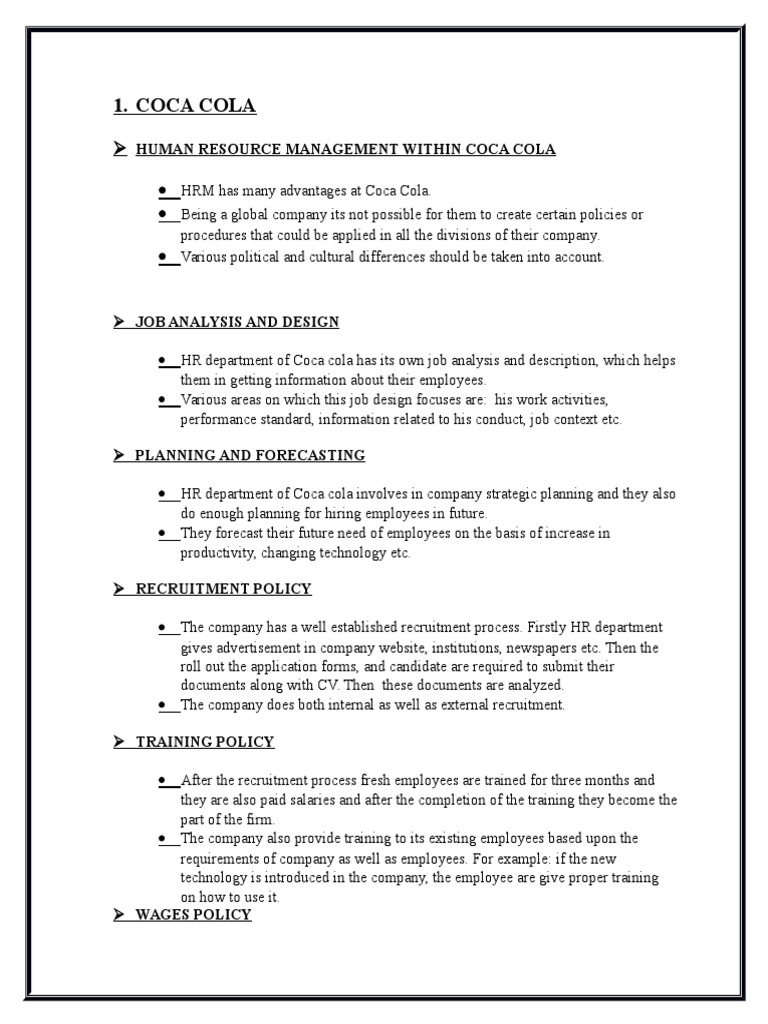 Coca Cola | PDF | Recruitment | Employment