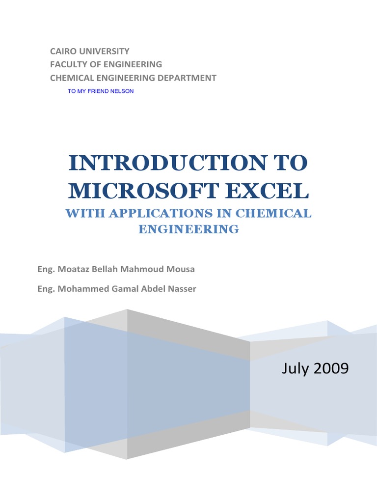 Introduction To Microsoft Excel With Applications in Chemical ...