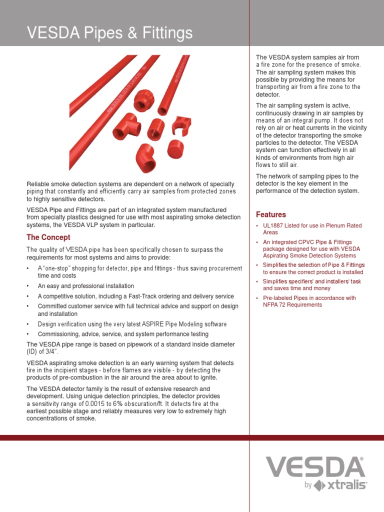 03 VESDA Pipes and Fittings TDS AQ IE Lores | PDF | Pipe (Fluid ...