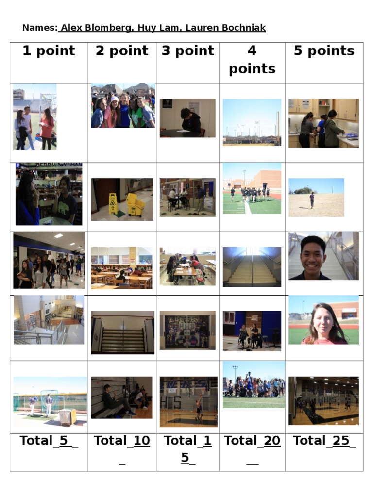 1 Point 2 Point 3 Point 4 Points 5 Points: Total - 5 - Total - 10 ...