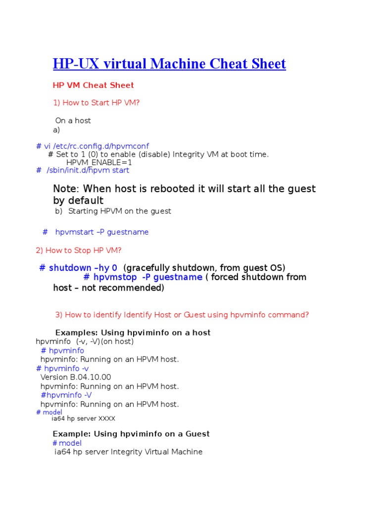 HPVM Cheat Sheet | PDF | Virtual Machine | Computer Networking