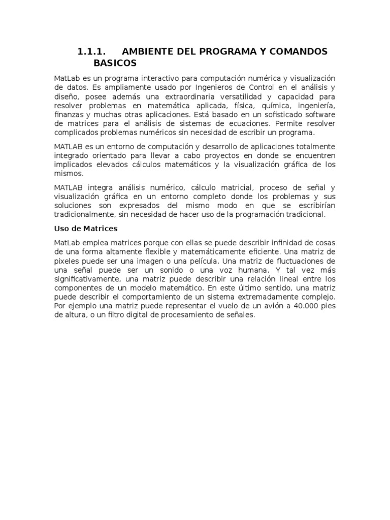 Usos de Matlab | PDF | Matriz (Matemáticas) | Archivo de computadora