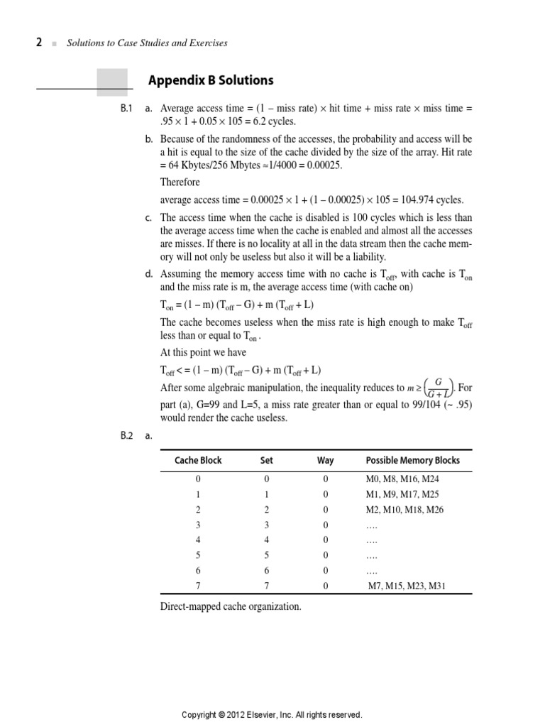 Appendix B Solutions: Solutions To Case Studies and Exercises | PDF | Cpu Cache | Cache (Computing)