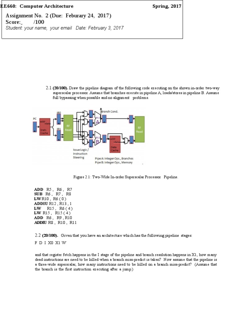 EE660 Computer Architecture Pipeline Diagrams | PDF | Instruction Set ...