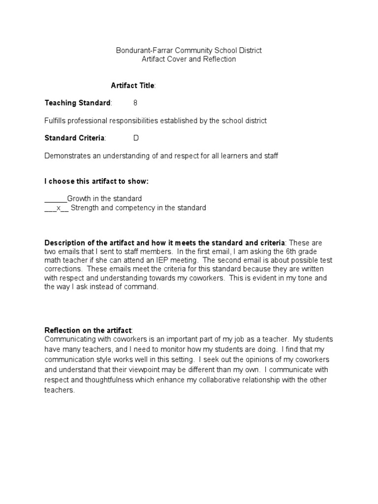 Artifact Title: Teaching Standard | PDF