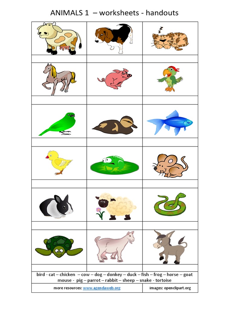 ANIMALS 1 - Worksheets - Handouts | PDF