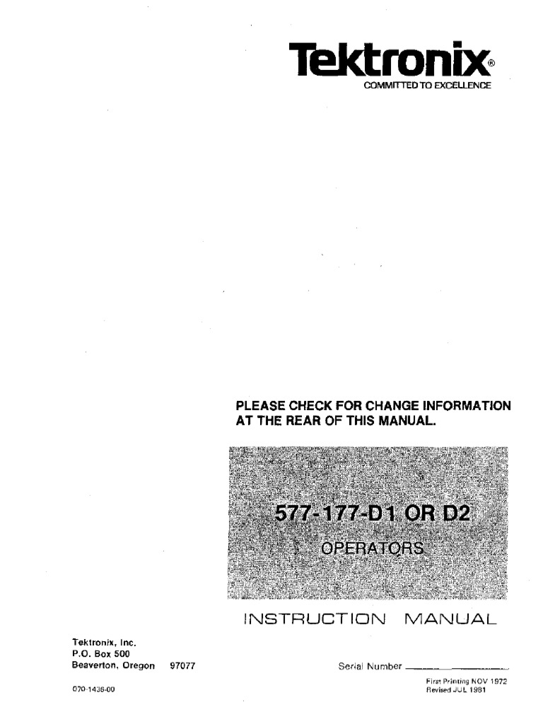Tektronix 577 177 D1 577 177 D2 Curve Tracer Ww Pdf Pdf