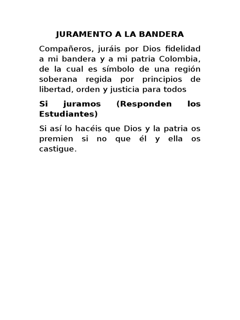 Juramento a la Bandera de Colombia | PDF | Símbolos nacionales