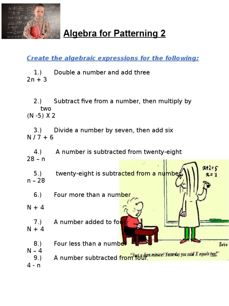 Algebra For Patterning 2 | PDF