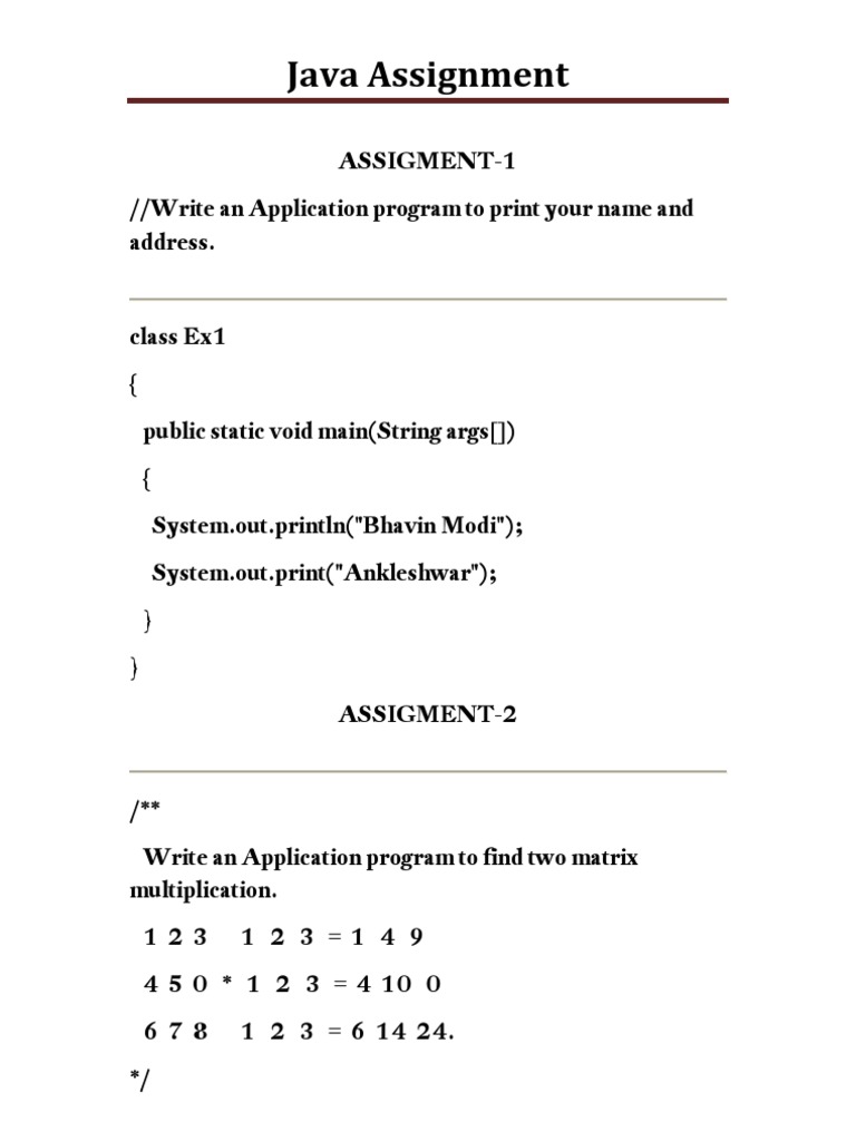 Java Assigment | PDF | Method (Computer Programming) | C (Programming ... Java Assigment | PDF | Method (Computer Programming) | C (Programming ...
