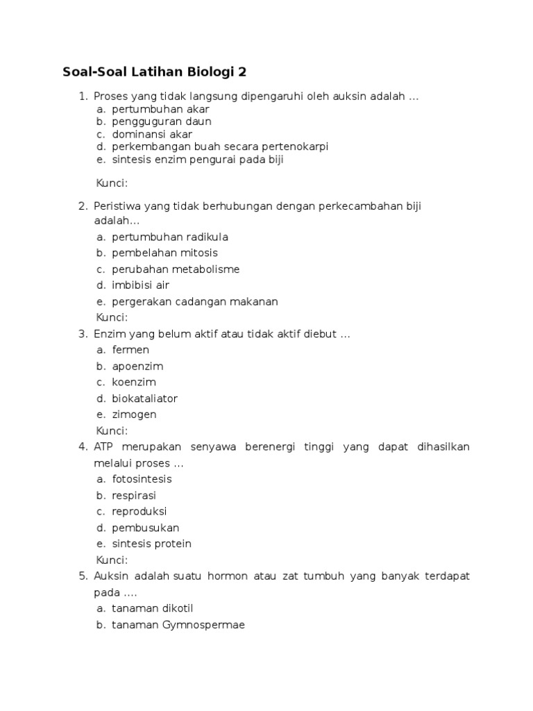 Soal Latihan Biologi 2 | PDF