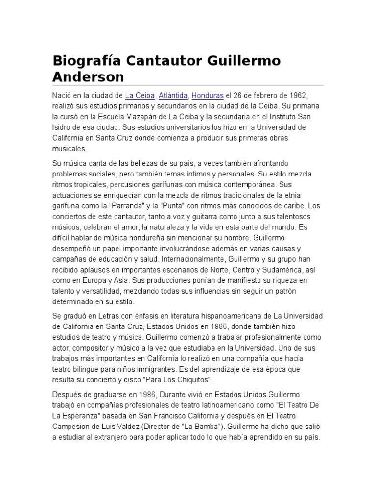 Biografia Guillermo Anderson | PDF