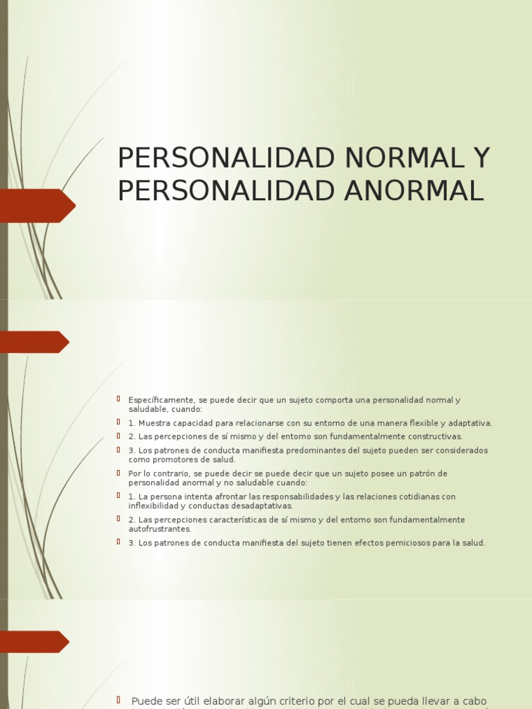 Diferencias entre Personalidad Normal y Anormal | PDF | Desorden de ...
