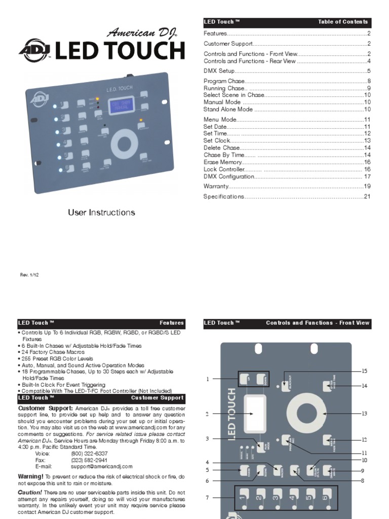 User Instructions: LED Touch™ | PDF | Electrical Engineering | Electronics