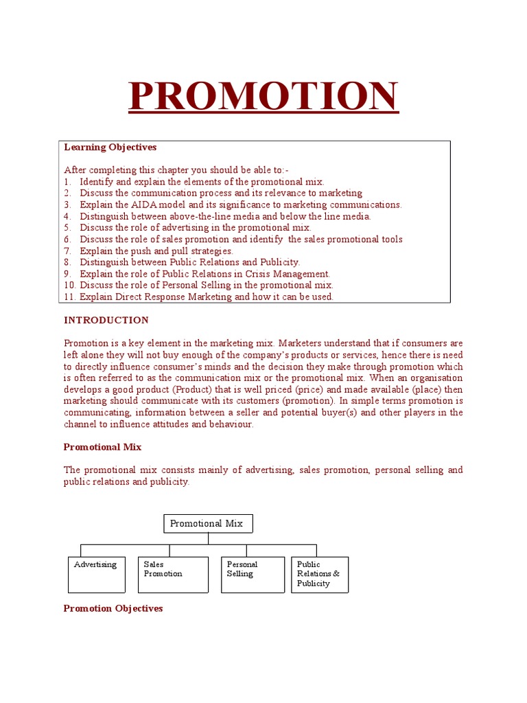 Promotion Notes | PDF | Sales | Promotion (Marketing)