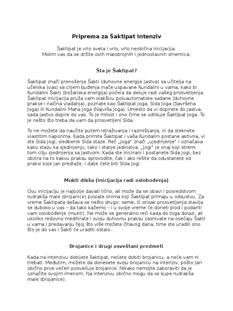 Priprema Za Šaktipat | PDF