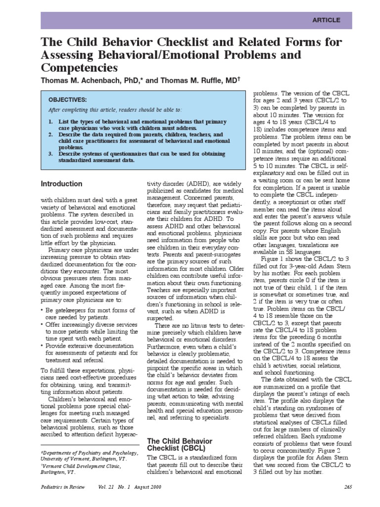 Behavioral Checklist | PDF | Child Development | Relationships