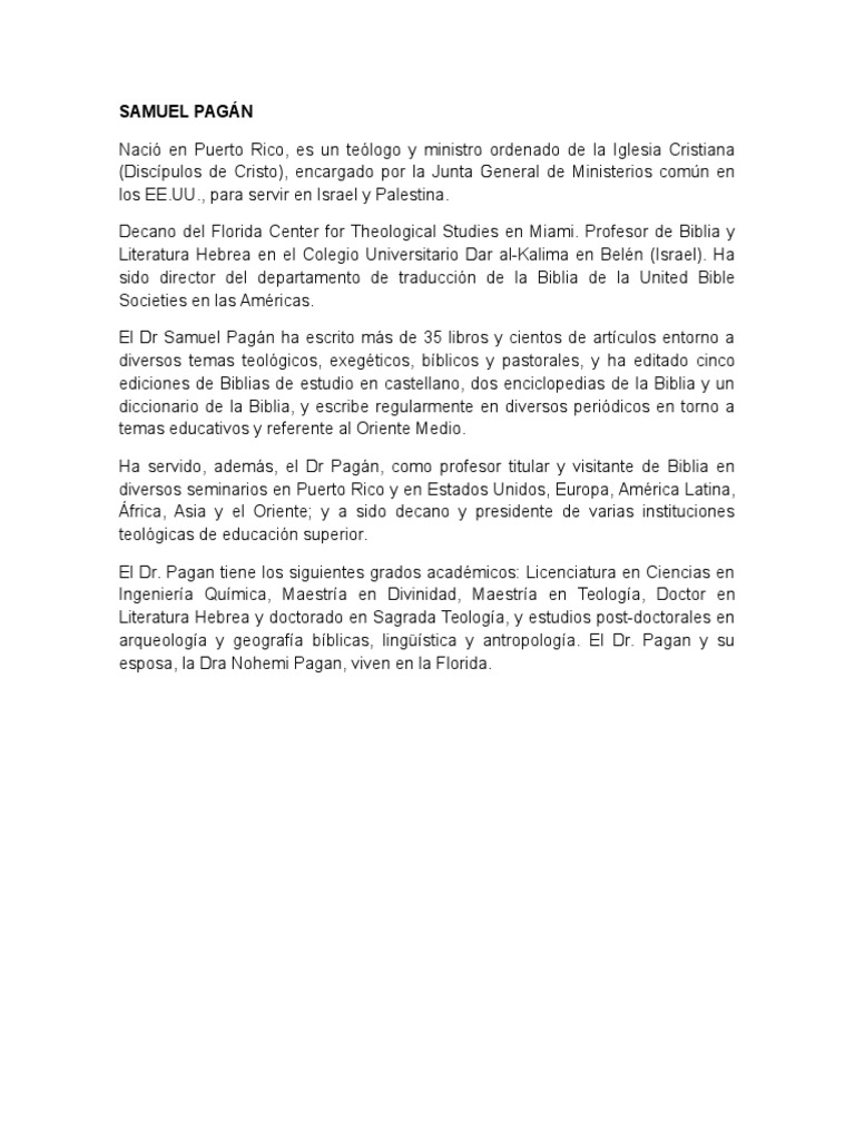 Samuel Pagán | PDF | Canon bíblico | Biblia