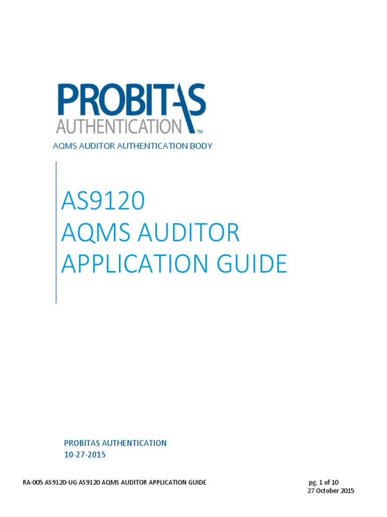 AS9120 AQMS Auditor Application User Guide | PDF | Audit | Accounting And Audit