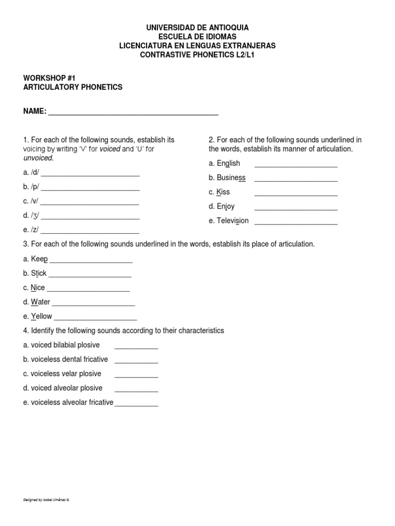 Articulatory Phonetics Workshop Guide | PDF