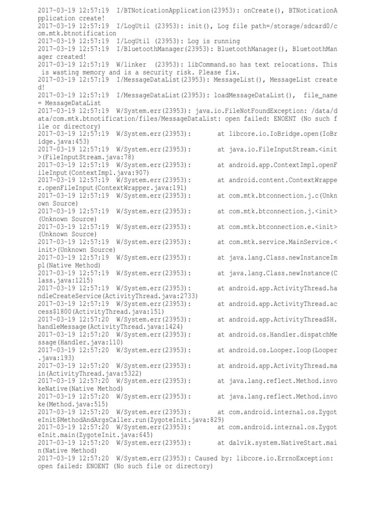 BTNotification Log | PDF | Java (Programming Language) | Areas Of Computer Science