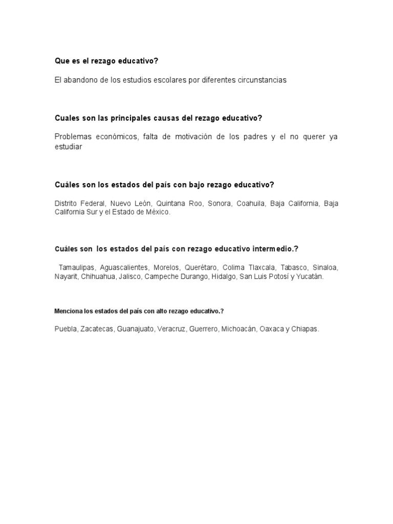 El Rezago Educativo | PDF