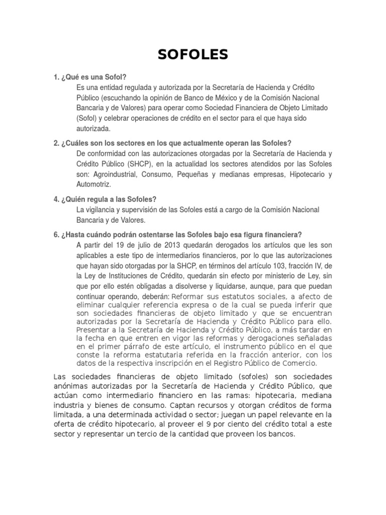 Guía sobre Sofoles en México | PDF | Bancos | Gobierno