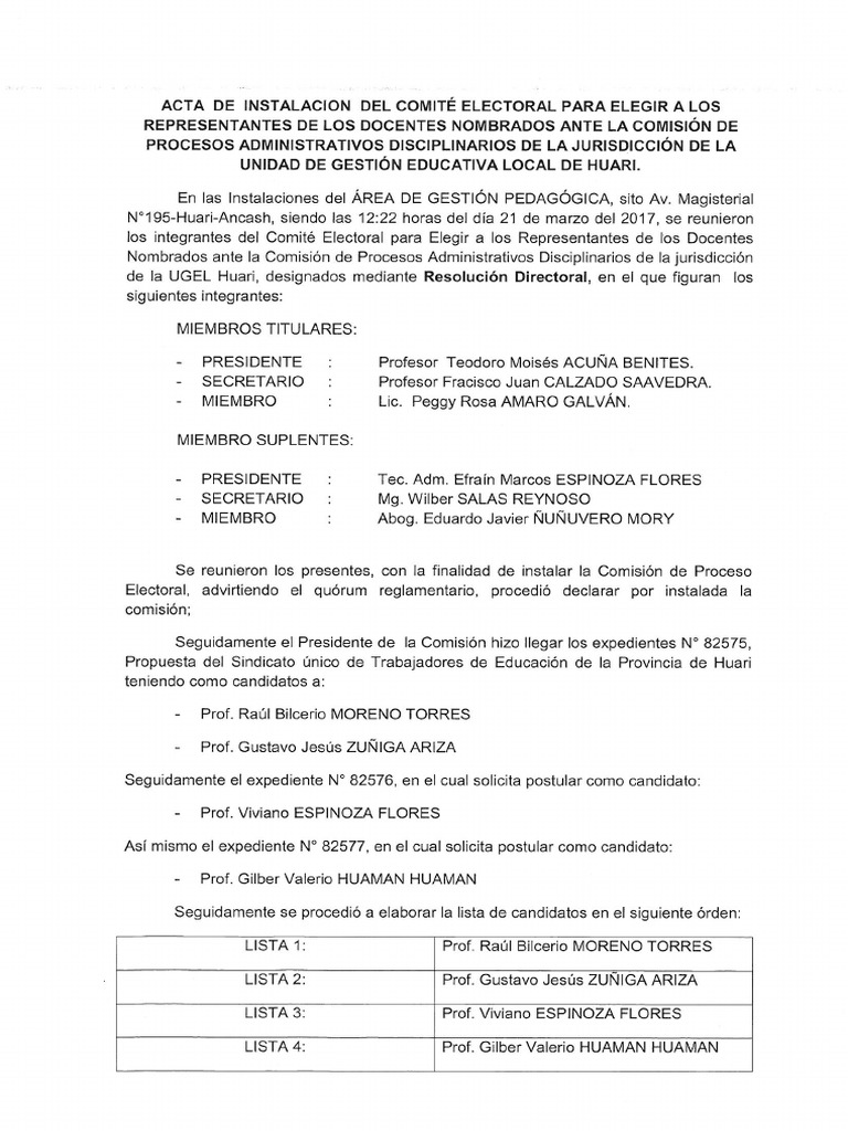 Acta de Instalación | PDF