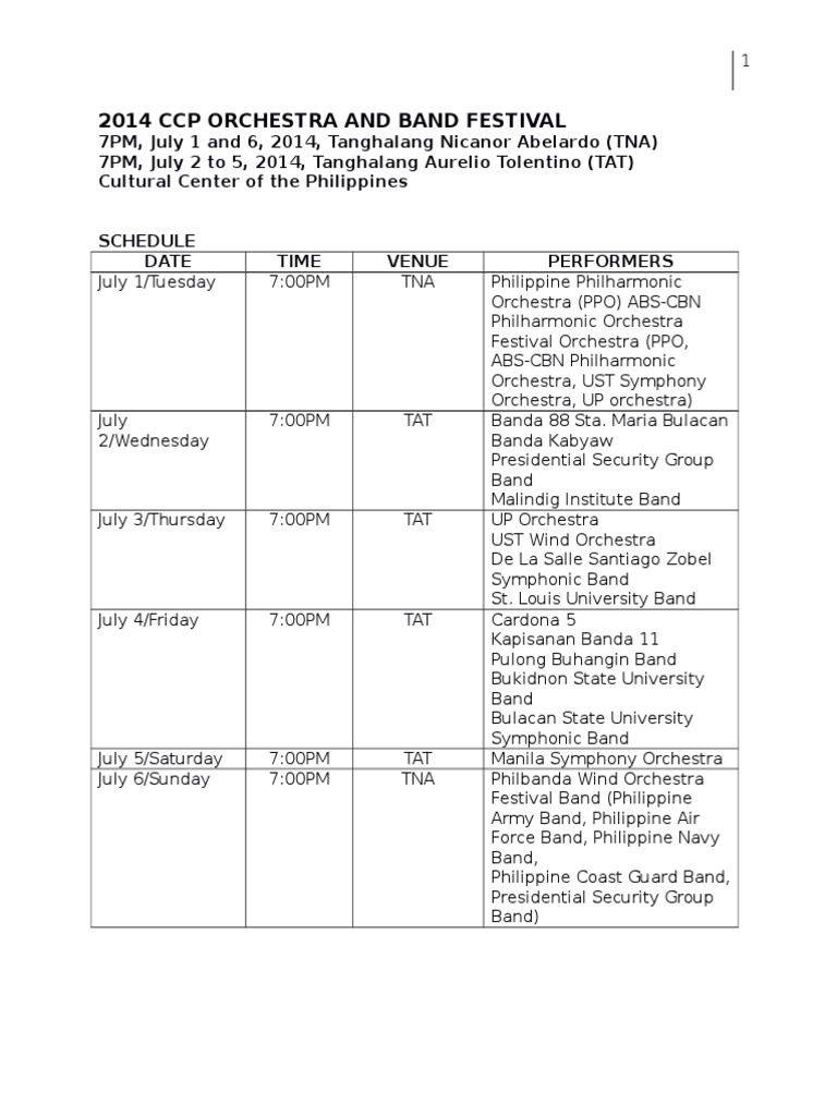 Festival Schedule | PDF | Art