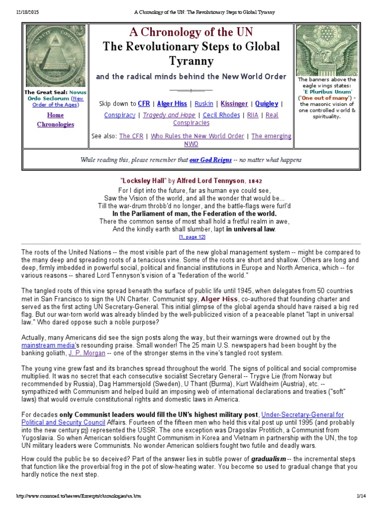 A Chronology of The UN - The Revolutionary Steps To Global Tyranny ...