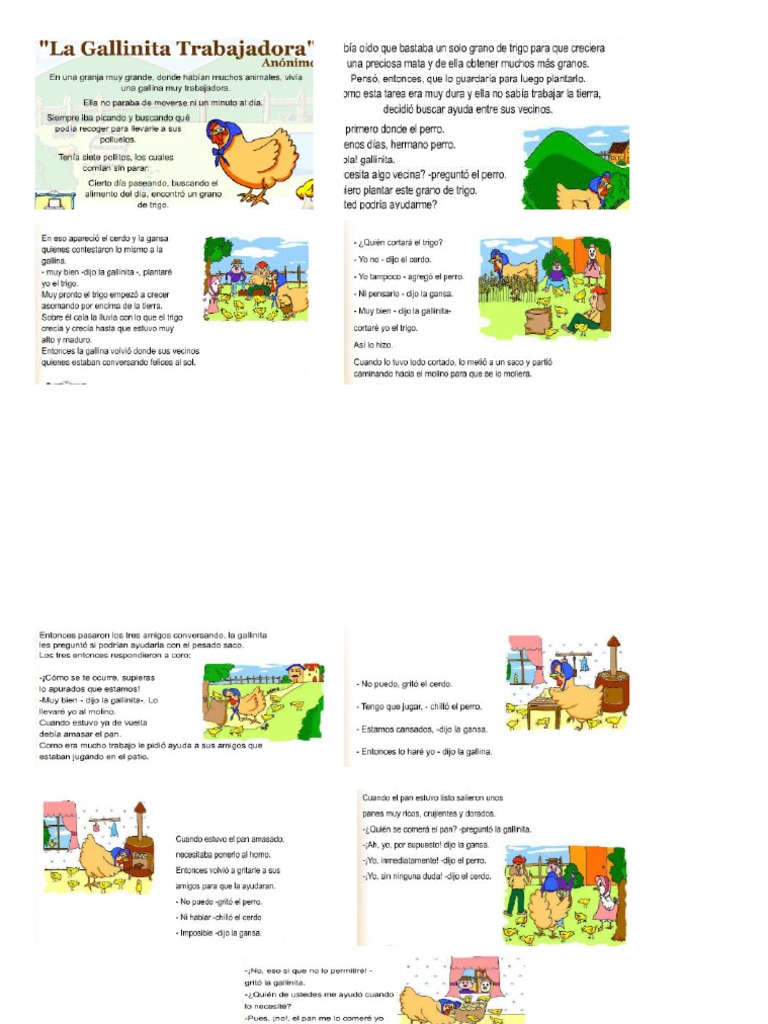 Cuento La Gallinita Trabajadora