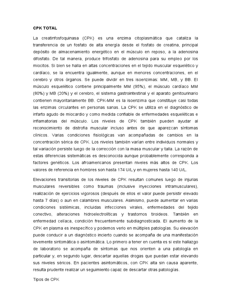CPK TOTAL y CPK MB | PDF | Músculo | Músculo cardíaco