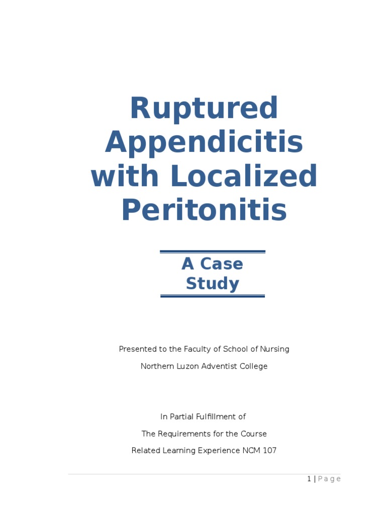 Appendicitis (Case Study) | Download Free PDF | Diseases And Disorders ...