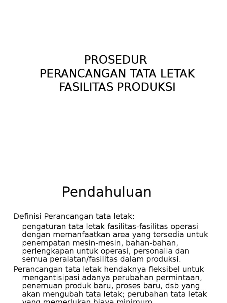Bab 9 - Proses Perancangan Tata Letak Fasilitas Produksi | PDF