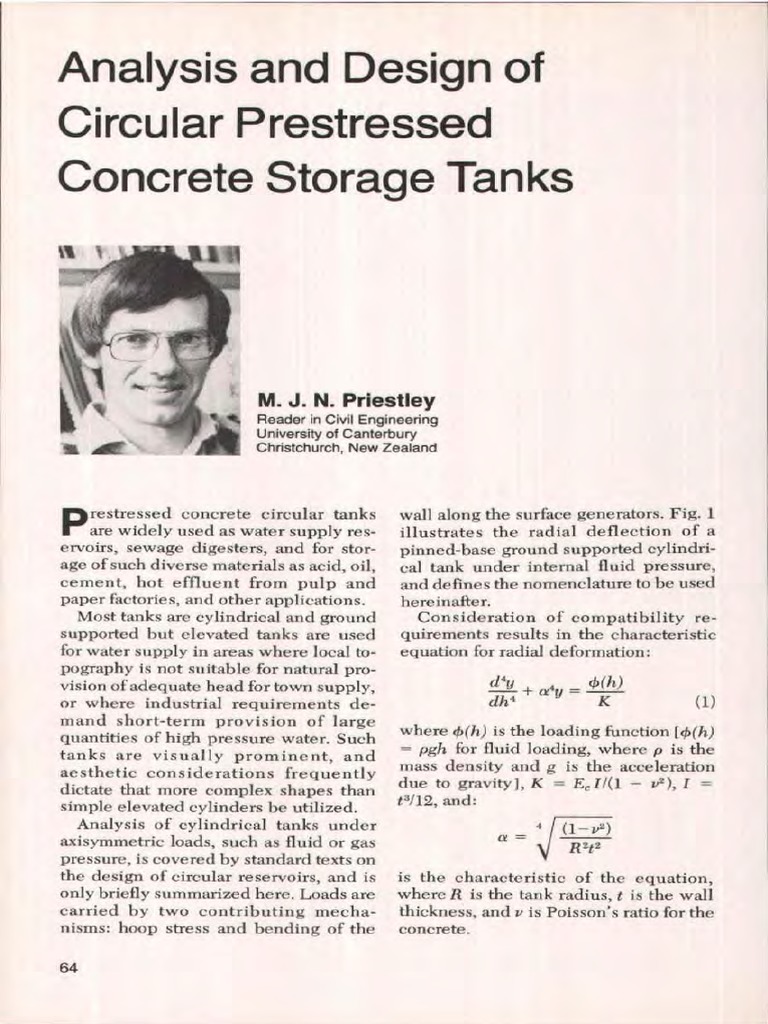 Design of Prestressed Concrete Tanks | PDF | Bending | Beam (Structure)