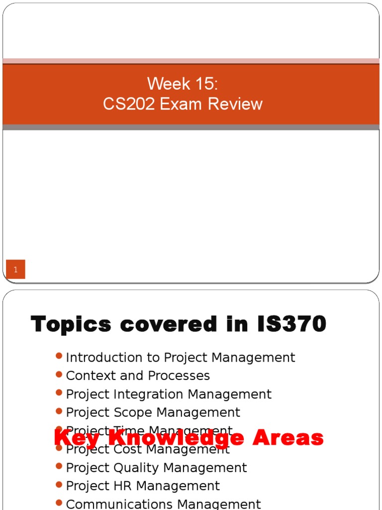 Week 15: CS202 Exam Review | PDF | Project Management | Risk Management