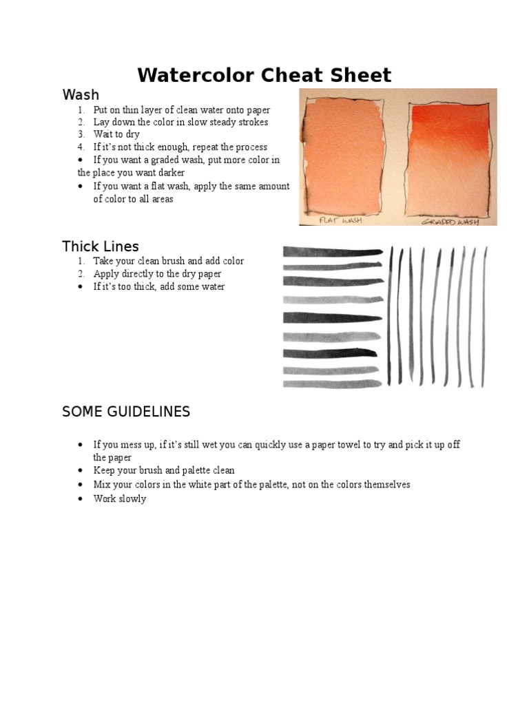 Watercolor Techniques Cheat Sheet | PDF