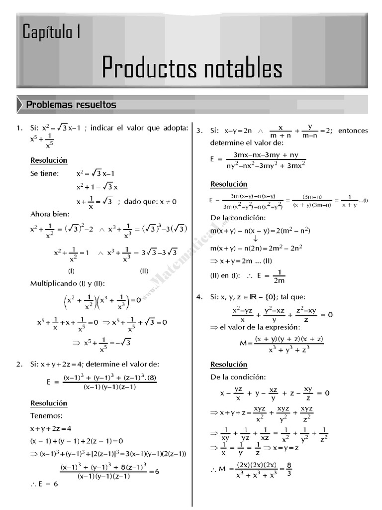 Algebra Productos Notable | PDF
