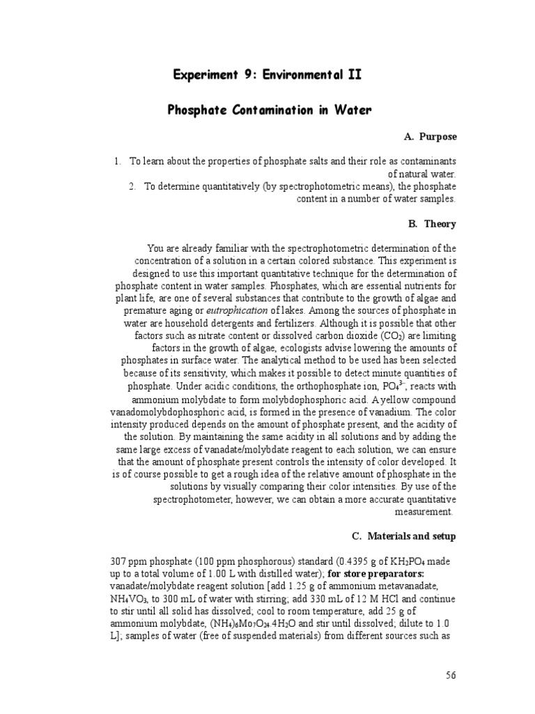 Phosphate Determination Pdf Phosphate Spectrophotometry